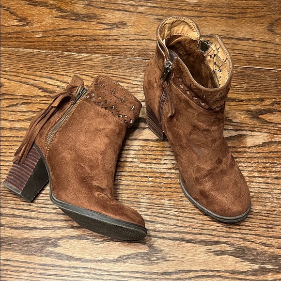 Not Rated | Shoes | Not Rated Chestnut Ankle Booties With Fringe And ...
